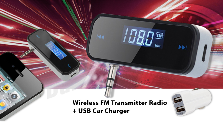 Bluetooth Car FM Transmitter 3.5mm Wireless Radio Adapter USB Charger ...