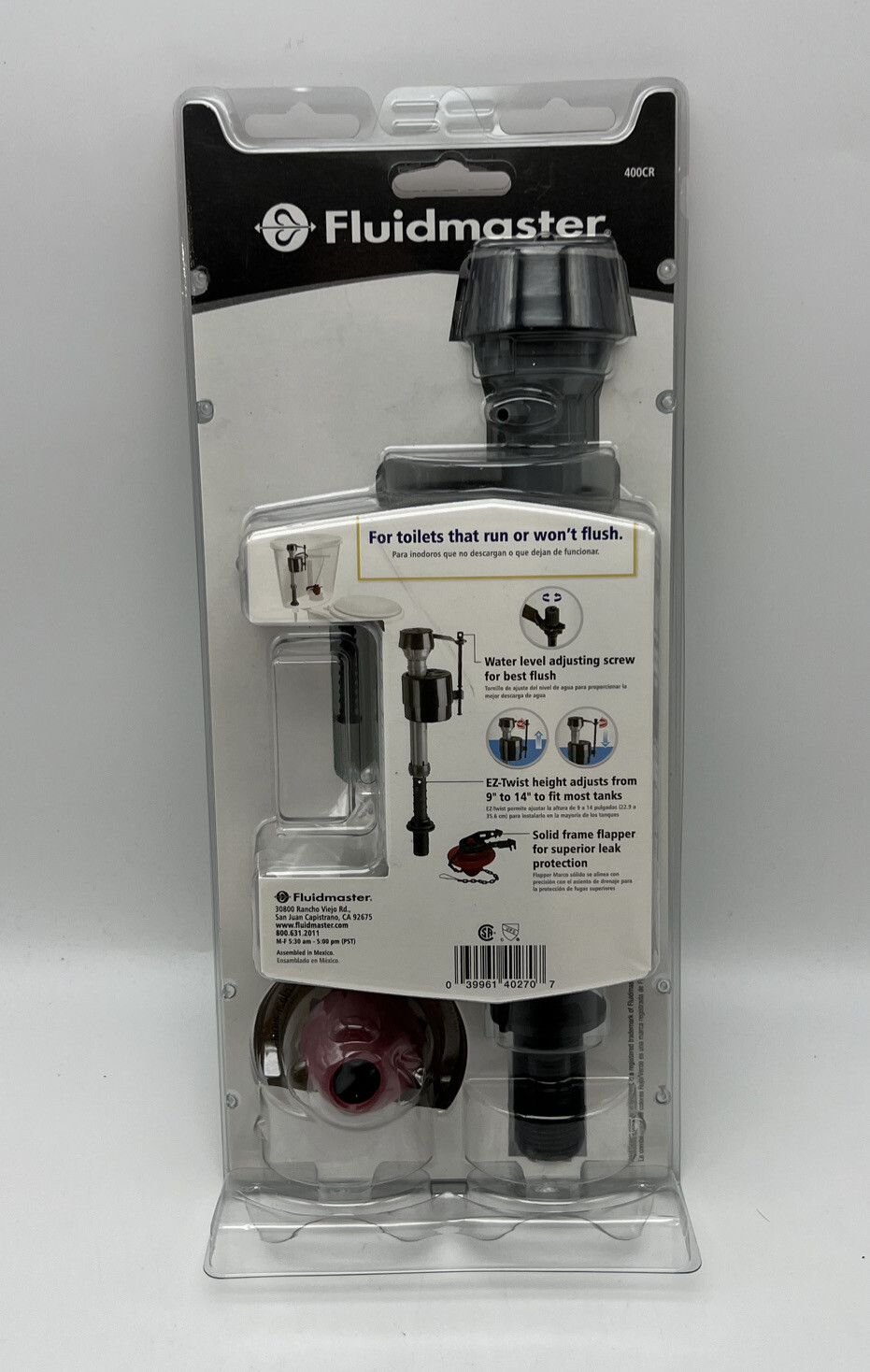 Fluidmaster Universal Toilet Fill Valve & Flapper - 400CR | eBay
