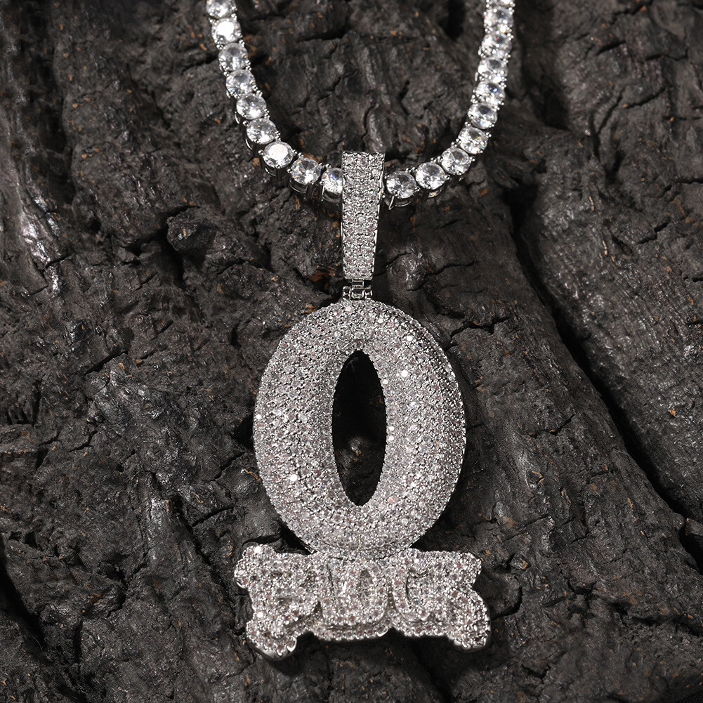 Hip Hop Jewelry Creative O BLOCK Pendant Necklace Gold CZ Men Boy ...