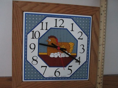 VINGATE ELGIN QUARTZ ABSOLUTELY BEAUTIFUL WALL CLOCK CHICKEN HEN WITH ...