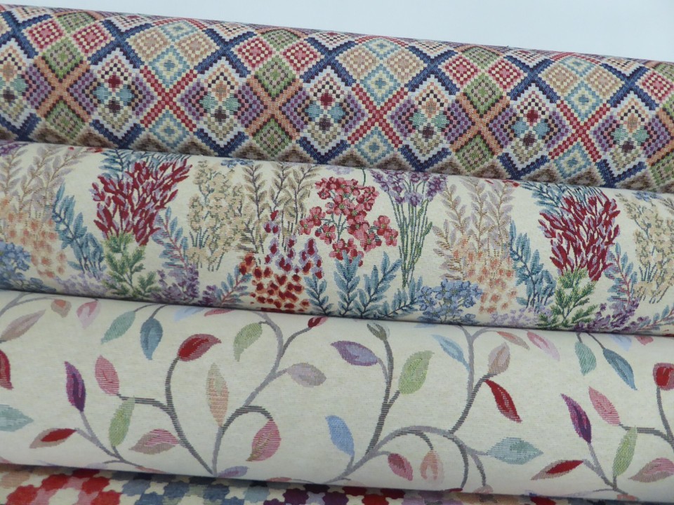 FULL COLOUR TAPESTRY FABRIC in 10 designs Upholstery Curtains Cushions ...