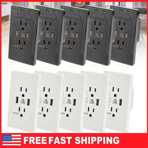 Dual USB Port Wall Socket Charger 15A AC Power Receptacle Outlet Plate ...