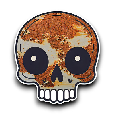 Cute Skull With Rusty Rusted Metal Effect Cartoon Vinyl Sticker Decal ...