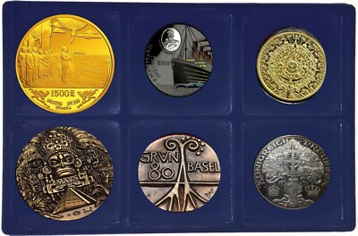 Lighthouse 363051 Coin Trays Blue 6x 95x95x17mm For Large Coins Medals ...