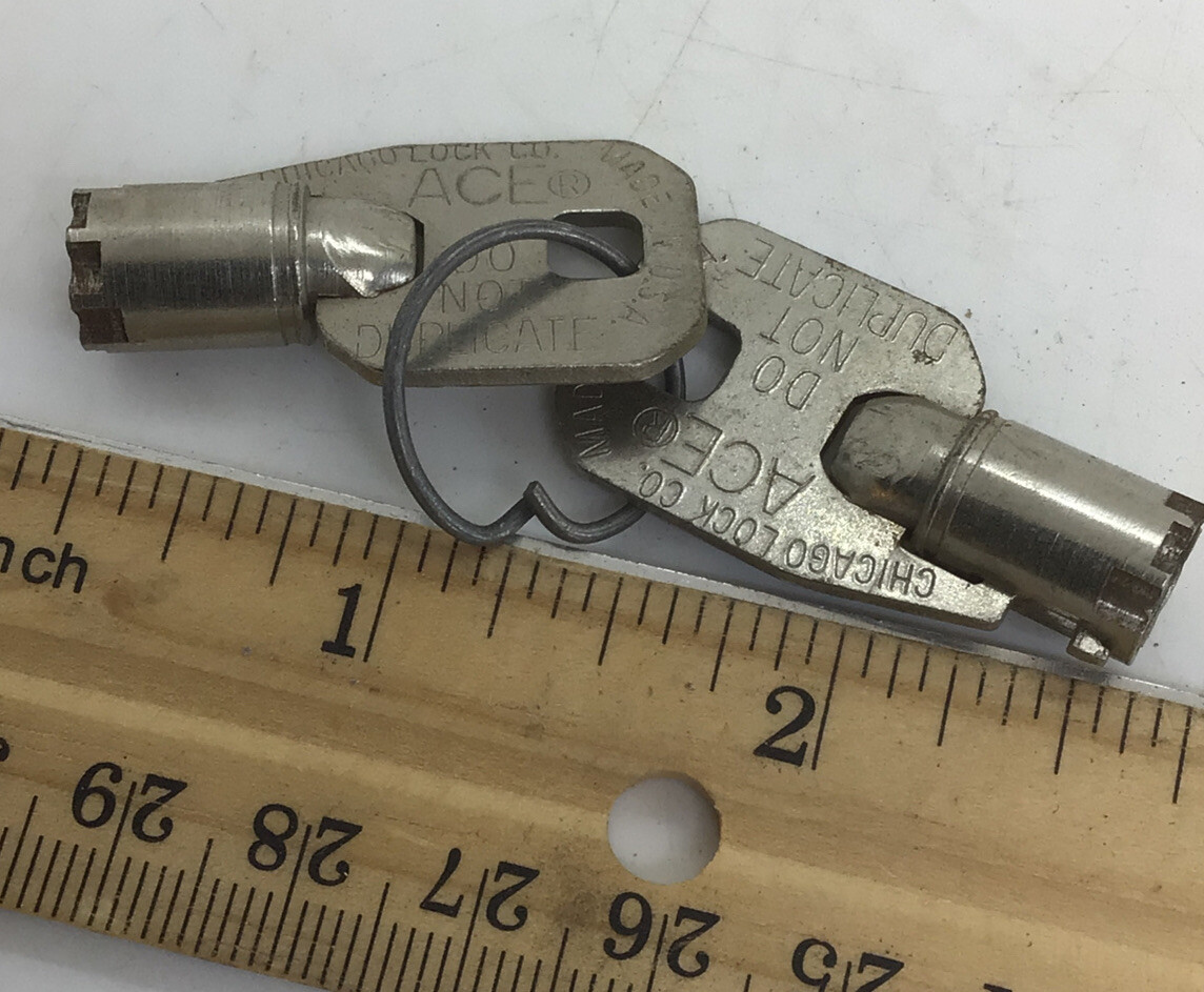 Matching Pair ACE Chicago Lock Vending Machine Keys Soda Coke Coca-Cola ...