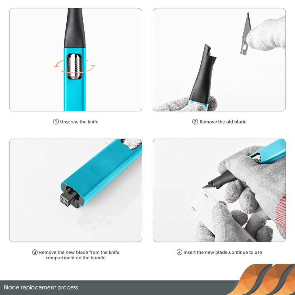 Blue Exacto Knife Set 10 Blade For Paper Craft Pen Hobby Cutter Razor ...