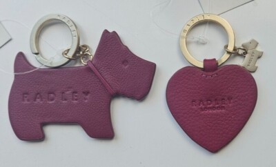 Radley Leather Keyring Charm My Heart or Radley DOG in Dark Red NEW ...