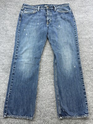 Polo Ralph Lauren Jeans Men 36x28 Blue 867 Button Fly Denim Distressed ...