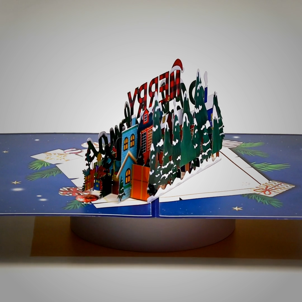 B24-3D Pop Up Christmas Greeting Card (Christmas Tree, snowman man and deer) | eBay