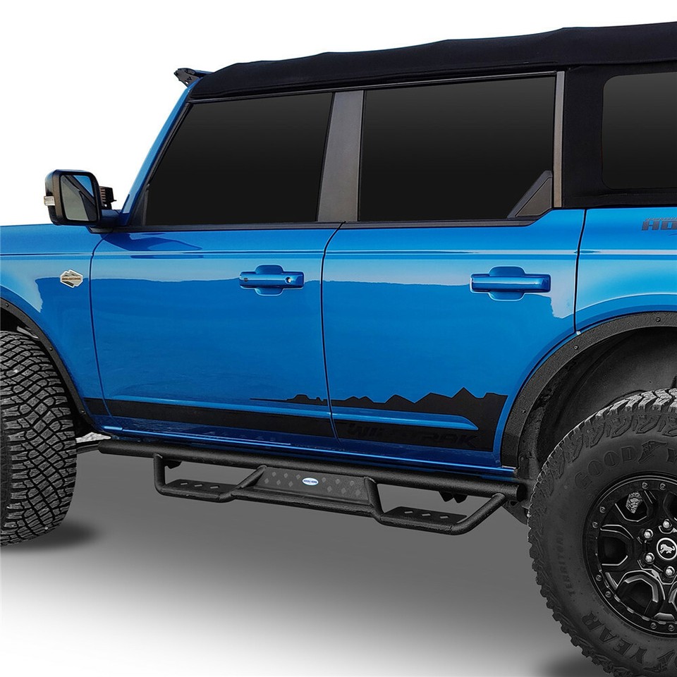 2Pcs Steel Side Steps Running Boards Rock Rails for Ford Bronco 2021 ...