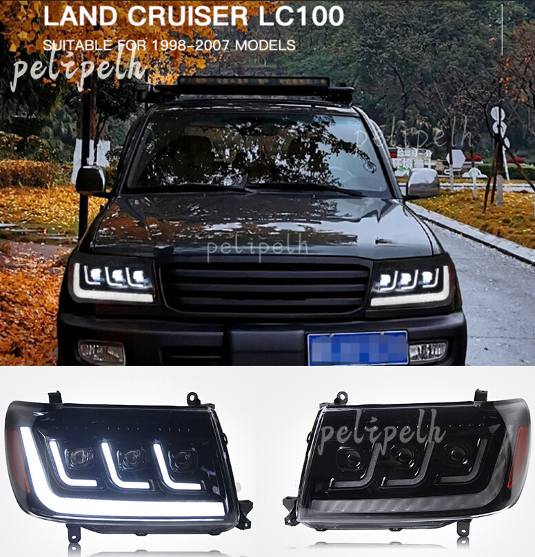 For Toyota Land Cruiser LC100 1998-2007 LED DRL Double Beam Projector ...