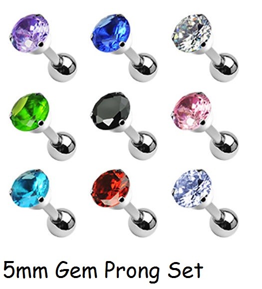 New Gem Tragus Bar Helix CARTILAGE Upper Ear Piercing Earring Labret ...