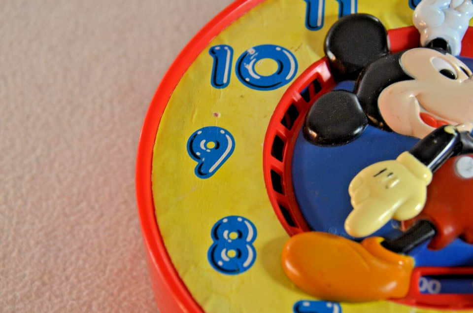 Mickey Mouse Disney Mattel Chatter Clock WIth Pull String Works | eBay