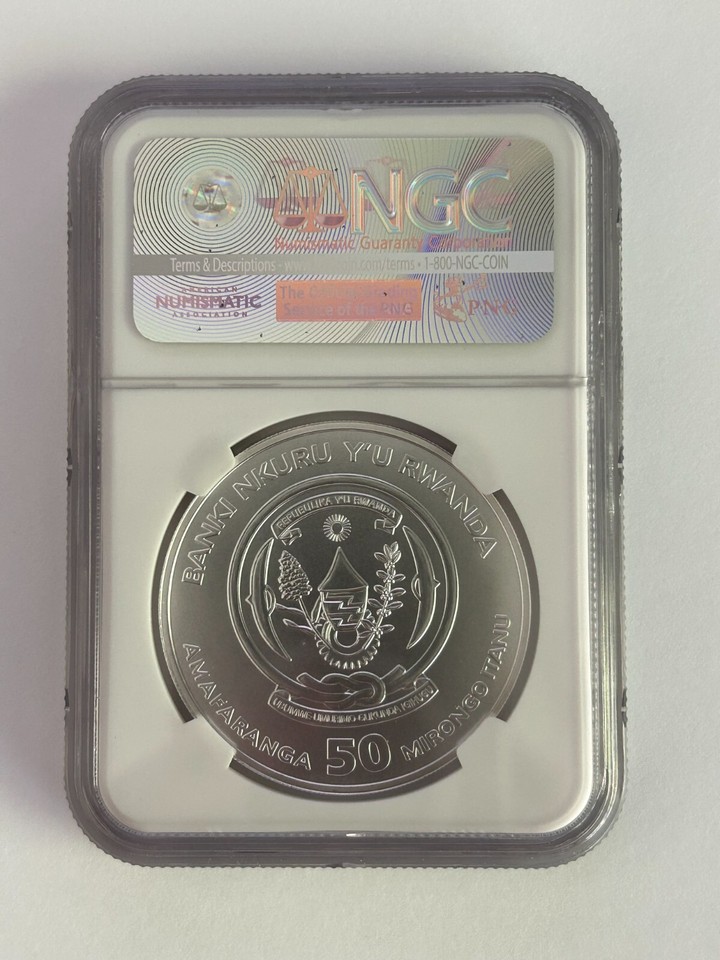 2017 1 oz Rwandan Rwanda 50F Silver Lunar Year of the Rooster NGC MS 70 ...
