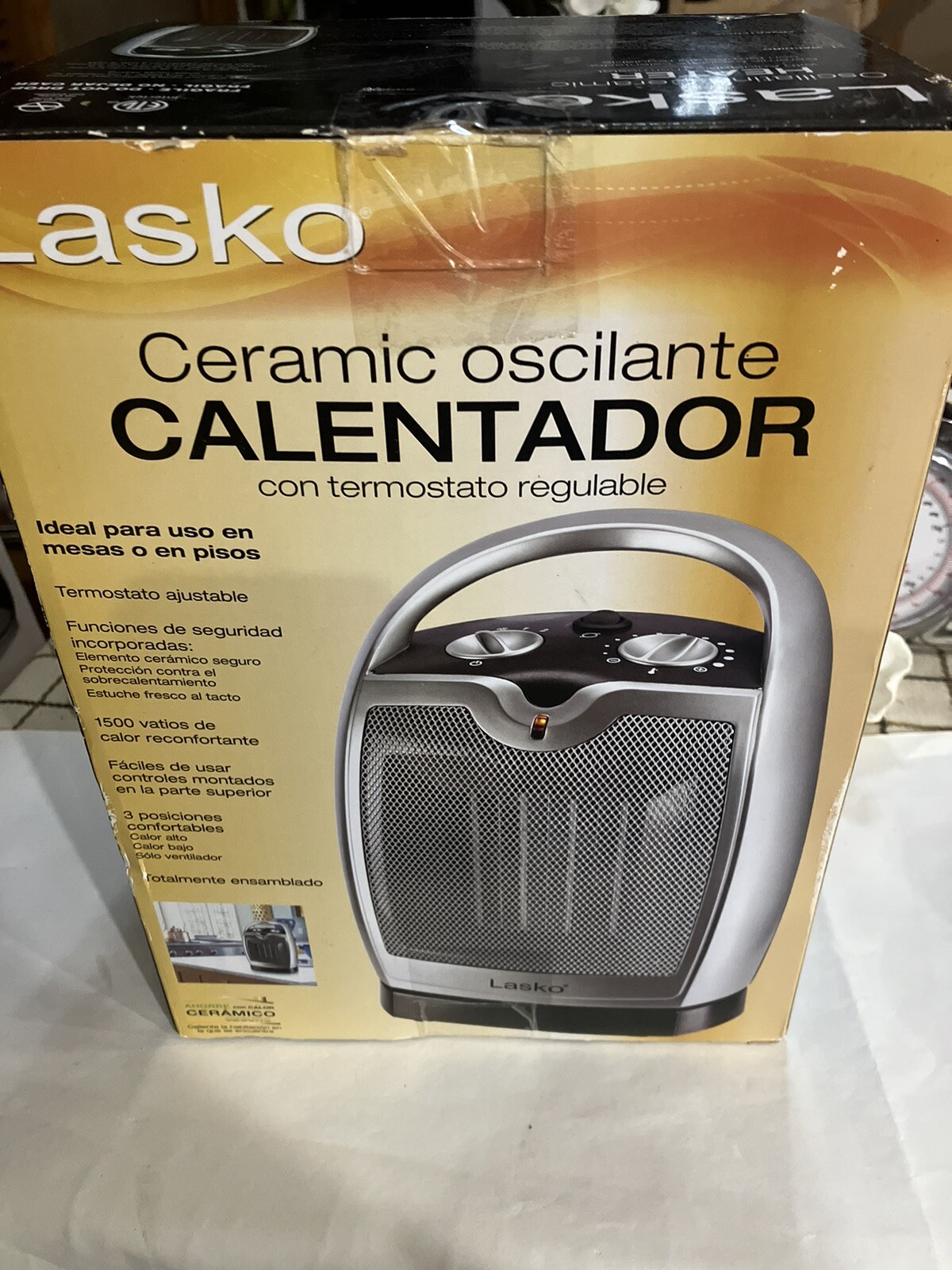 Lasko Ceramic Portable Space Heater with Adjustable Thermostat, Silver ...