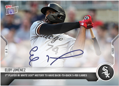 ELOY JIMENEZ SIGNED 1st PLAYER IN HISTORY 5 RBI GAMES TOPPS NOW AUTO ...