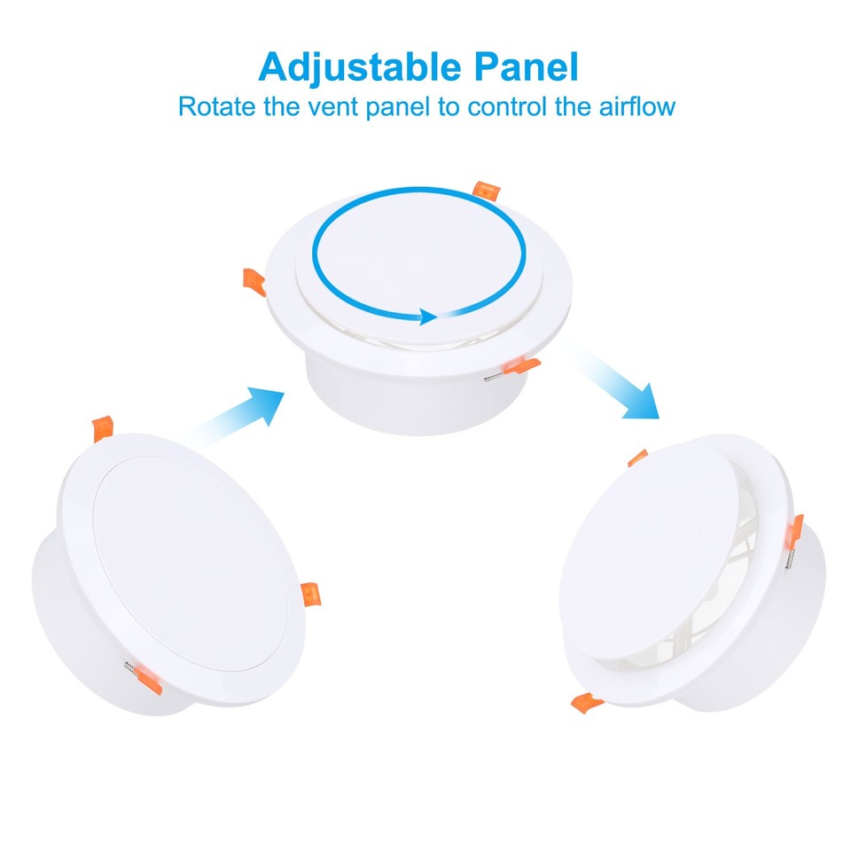 8 Inch Spring Round Air Vent, Adjustable Air Diffuser with Screen Mesh ...