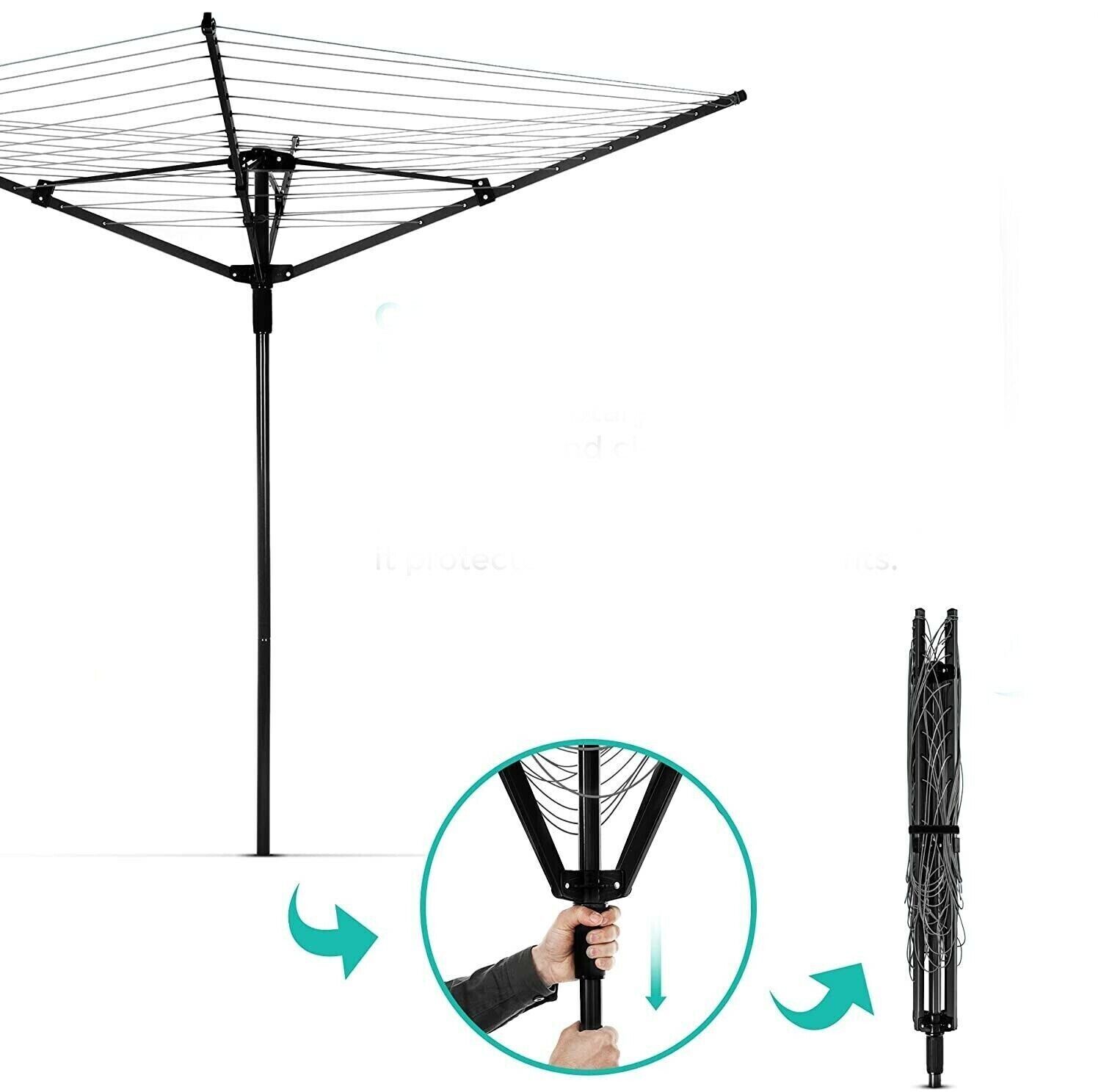 Rotary Airer 4 Arm Clothes Garden Washing Line Dryer 50m Folding ...