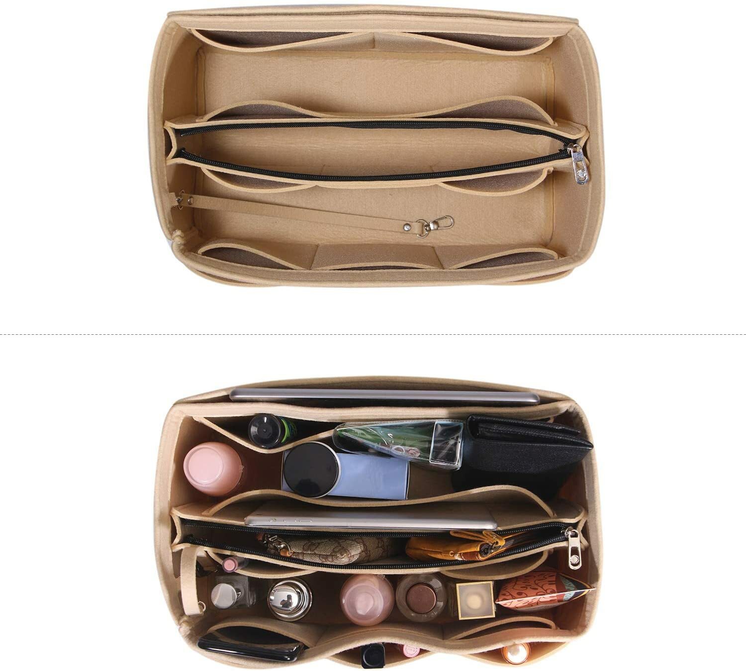 Backpack Travel Suit Case Tote Bag Felt Handbag Insert Zipper Organizer ...