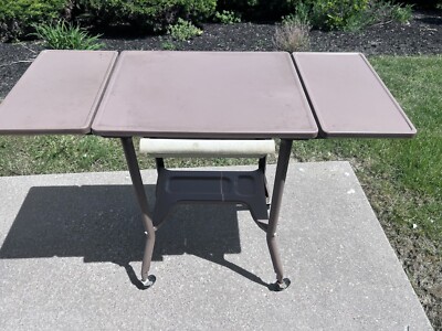 Vintage Mid-Century Metal Rolling Typewriter Table Desk – Drop Leaf ...