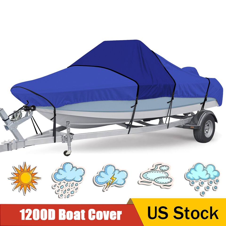 Blue Center Console Boat Cover 1200D Waterproof 20-22ft with Engine ...