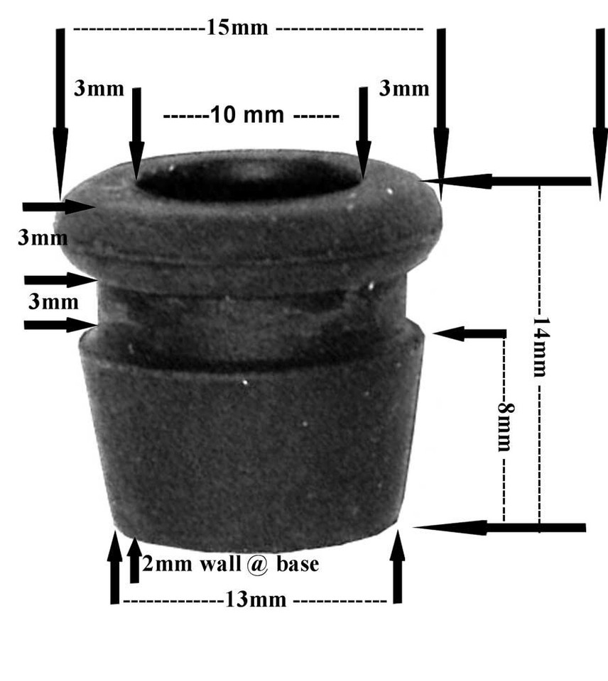 5 pieces 10mm, 3/8-in ID, Tapered Rubber Grommets, Tobacco Water Pipe ...