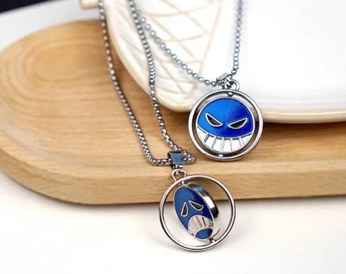 One Piece Ace Smiley Face Totenkopf Kette Necklace Anime Manga Cosplay ...