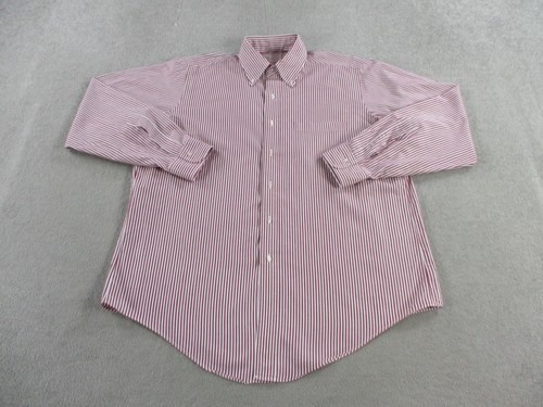 Vintage Brooks Brothers Shirt Mens 16 Red Striped Oxford OCBD USA 90s ...
