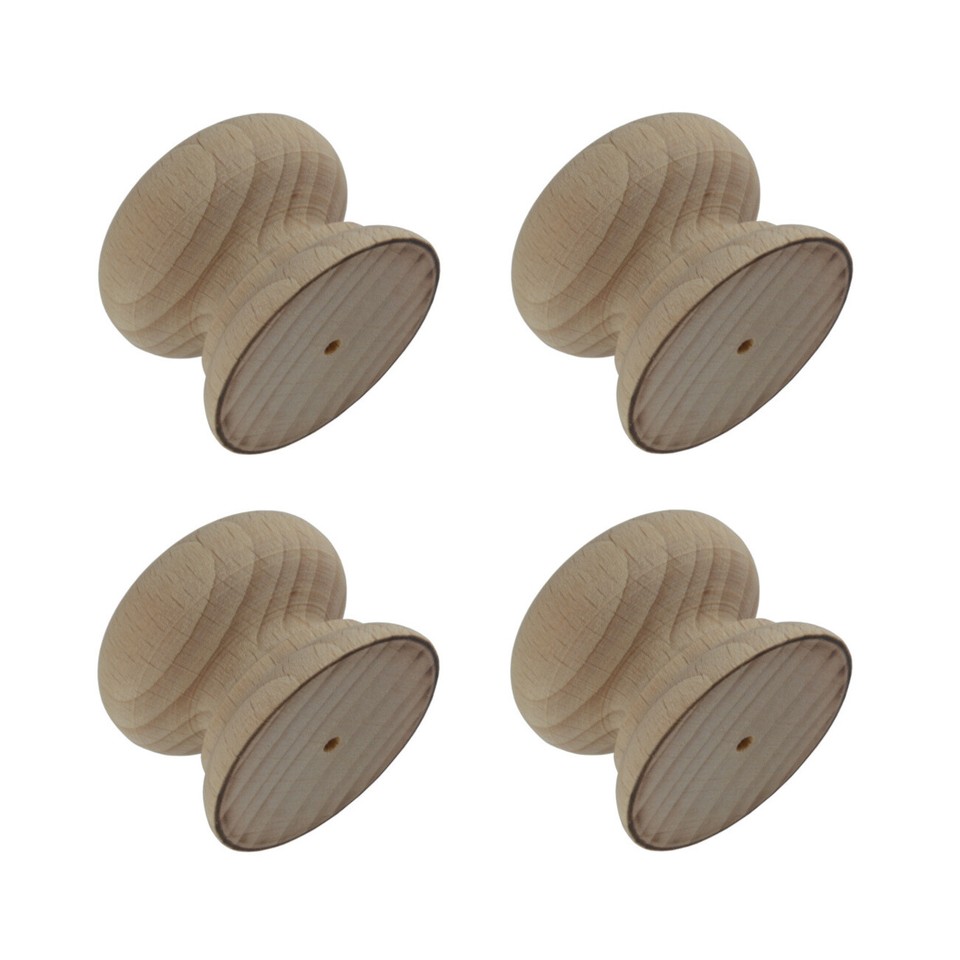Beech Knobs, Pack of 4, Drilled, Various Sizes Unfinished. Wooden Door ...