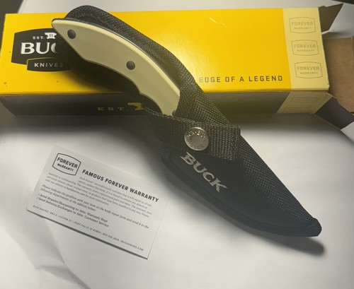 Buck Model 877 Maverik Fixed Blade Knife w/ Sheath U.S Made White ...