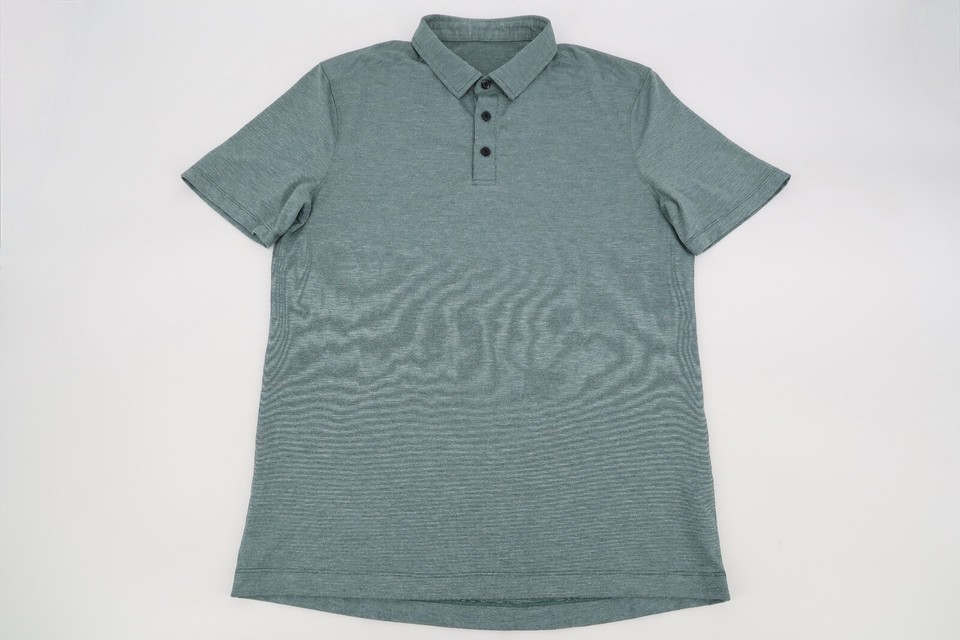 Lululemon Polo Shirt Mens Medium Green Evolution Pique Performance ...