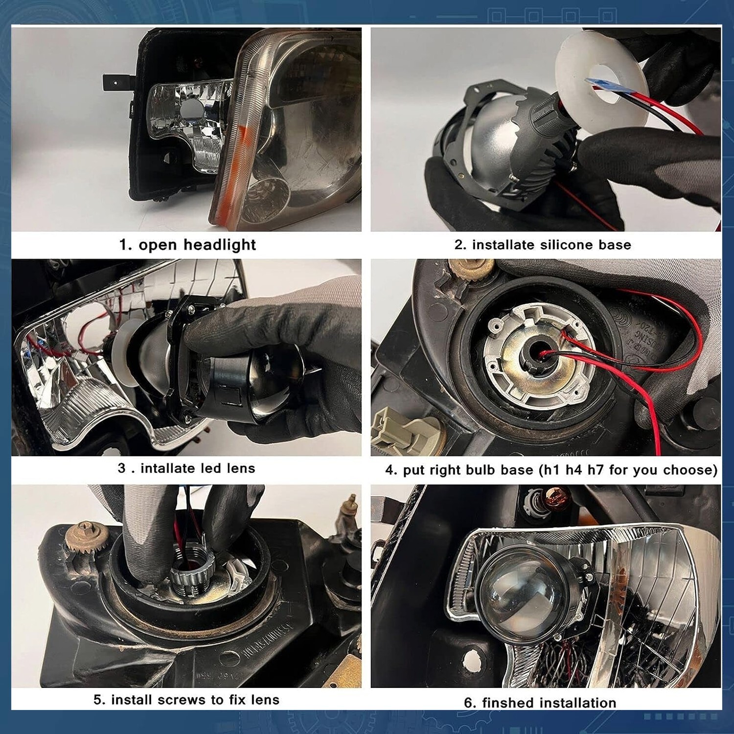 2.5" Honeycomb Bi Led Projector Lens 90W Black RGB Shrouds Mobile app ...