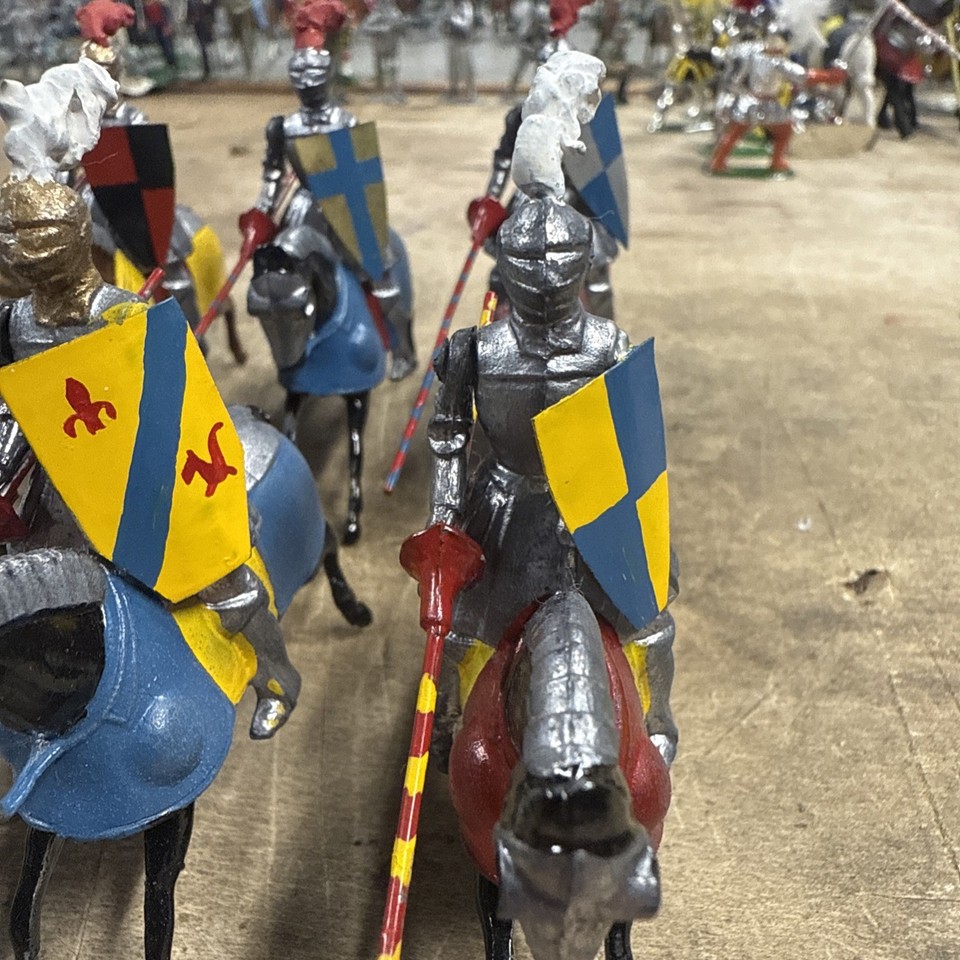 Vintage Britains England Custom Knights Mounted Lance Shields | eBay