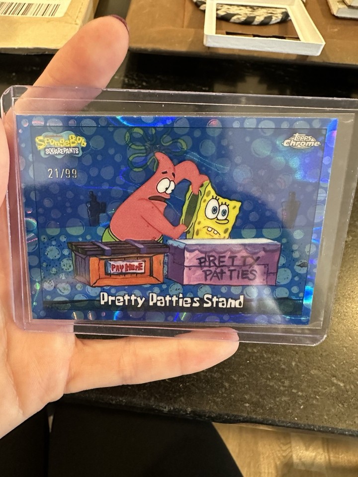 Topps SpongeBob Patrick Pretty Patties stand bubble Refractor /99 | eBay