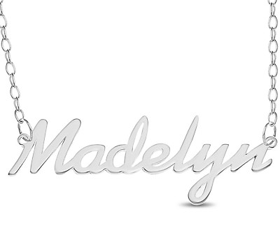 Madelyn Name Plate Necklace Pendent Sterling Silver female Personalized ...