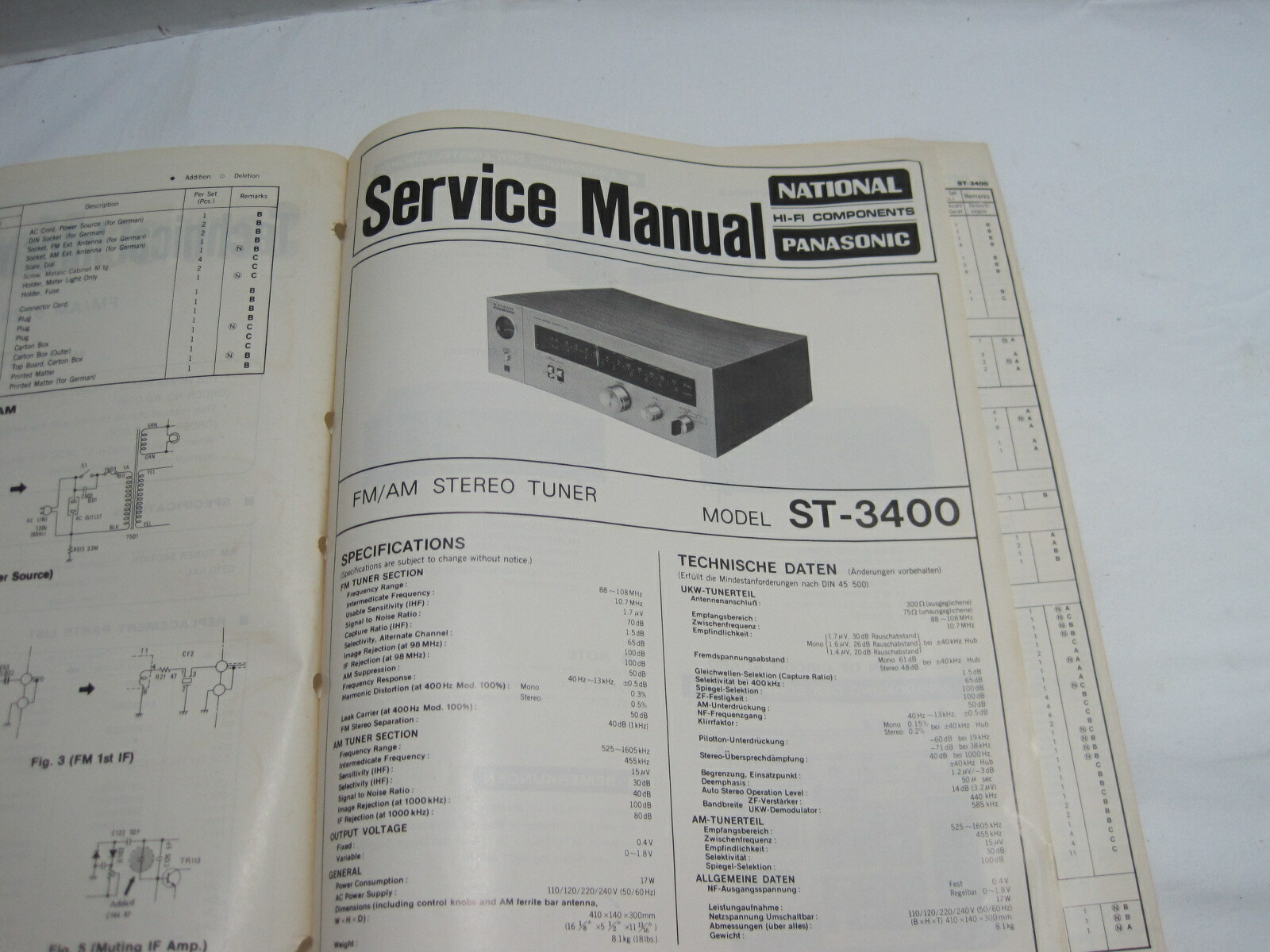 Panasonic ST-3400 Stereo Tuner Service Manual | eBay