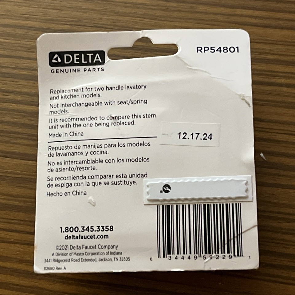 Delta RP54801 Two Handle Kitchen Bathroom Cartridge Repair Kit for ...