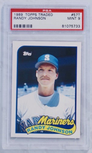 1989 Topps Traded Randy Johnson Rookie RC #57T PSA 9 Mint HOF Seattle ...