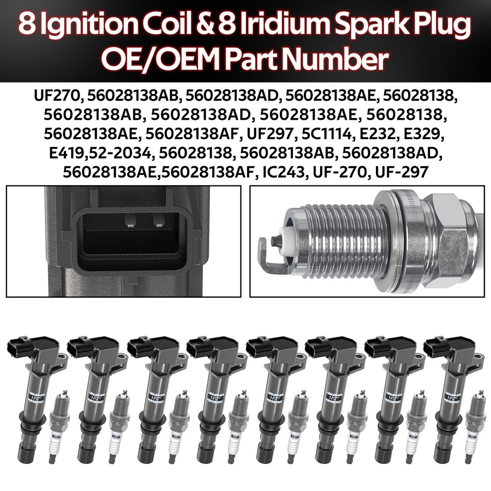 8x 56028138AF Mopar Ignition Coil Spark Plug For Dodge Dakota Durango 3 ...