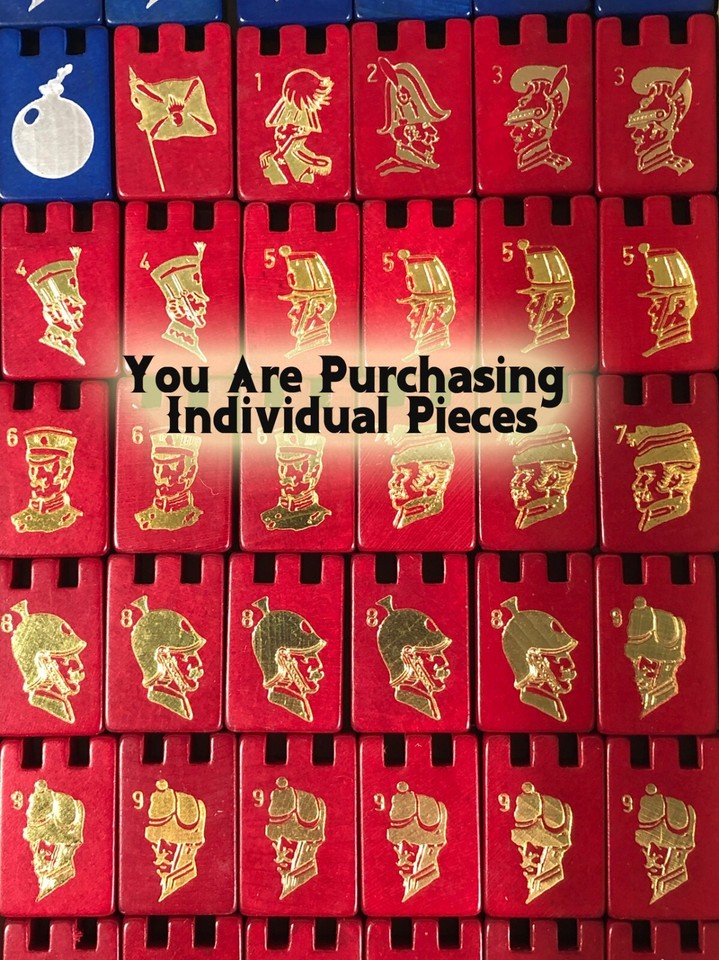 1961 - Stratego Original Wood Game Pieces - BLUE & RED - Wooden ...