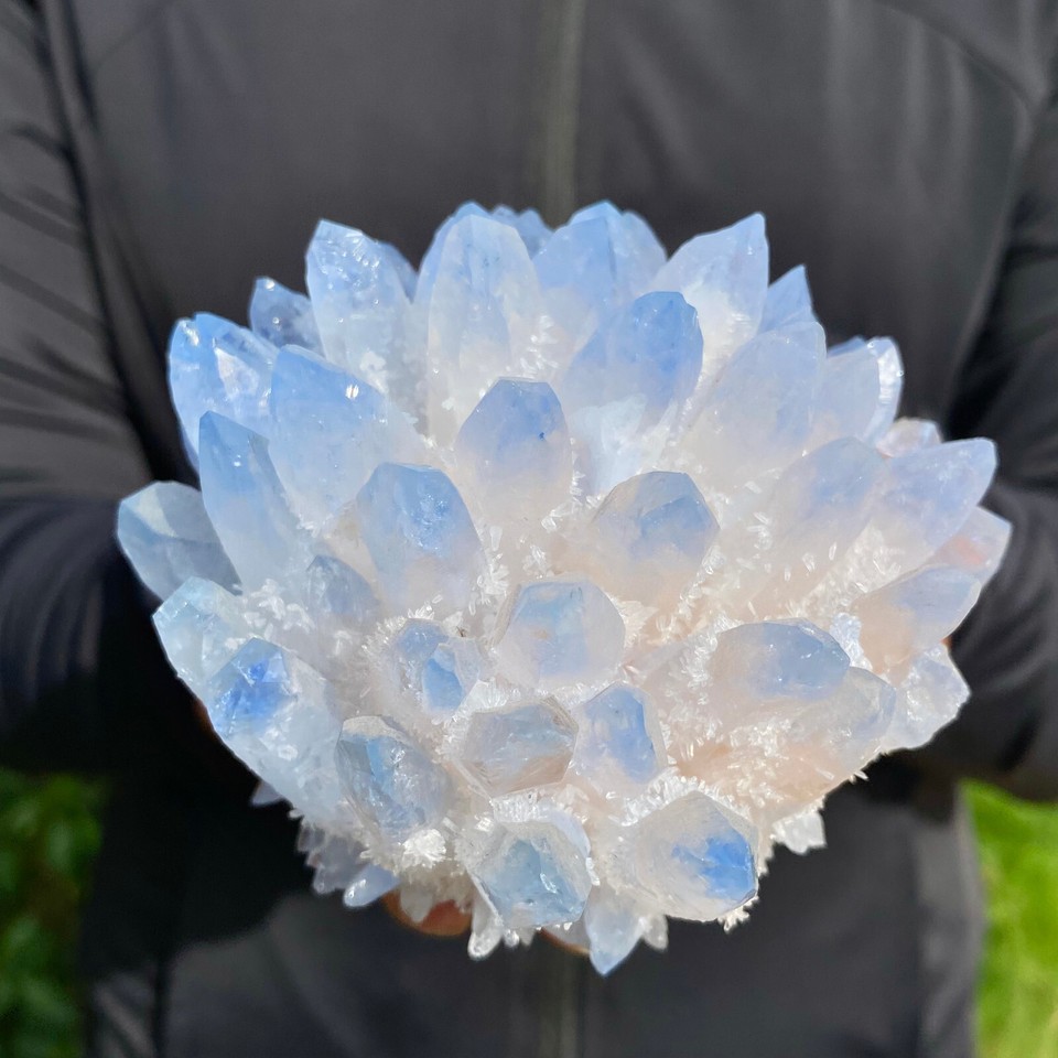 480G New find blue Phantom Quartz Crystal Cluster mineral samples ...