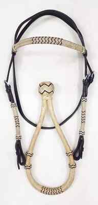 Western Headstall Bosal Hand Braided Rawhide Browband With Rawhide ...