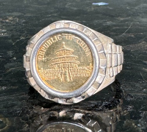 MENS 925 STERLING SILVER WITH CHINESE PANDA COIN SIGNET RING SIZE 10 | eBay