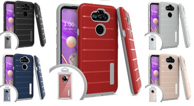Tempered Glass / Delux Brushed Hybrid Cover Phone Case For LG K31 Rebel ...