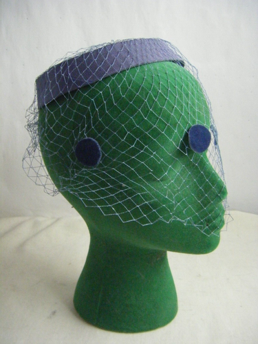 Vtg 60s Grey Blue Dots Top Veil Net Hat- 12" diameter (H4) | eBay Australia