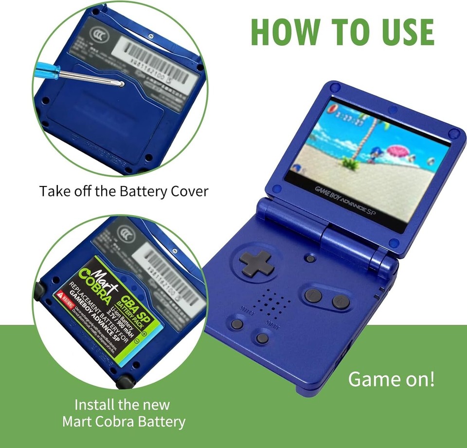 Mart Cobra - Gameboy Advance SP Battery Pack - Rechargeable ...