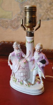 Vintage Ceramic Rococo Boudoir Lamp with Romantic Couple | eBay