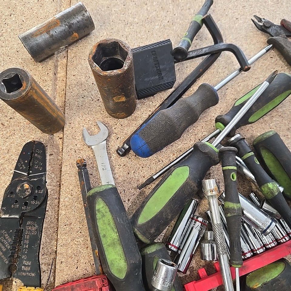 Tool Box Clean out Lot - Wrenches, Crimpers, sockets, Screw drivers and ...