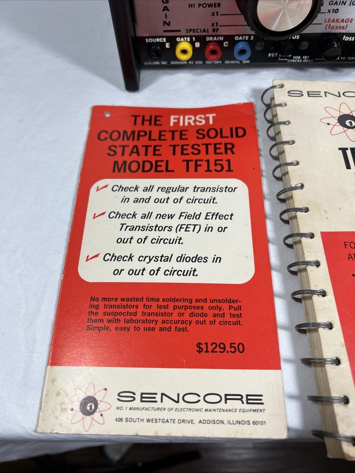 Vintage Sencore TF151 FET And Transistor Tester With Manual - No Leads ...