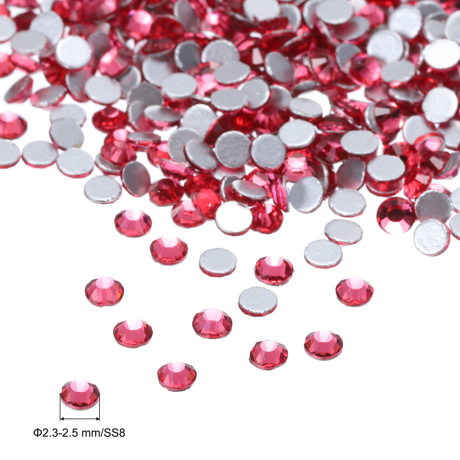 SS8/1440Pcs Glass Diamante Rhinestone, Man Made Gems, Rose Red | eBay